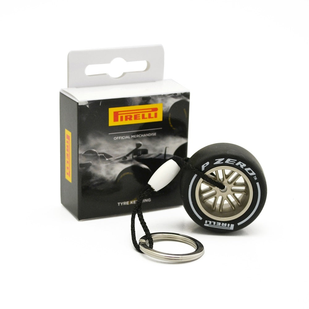 Pirelli Tyre Keyring - White (Hard) | TheRaceWorks